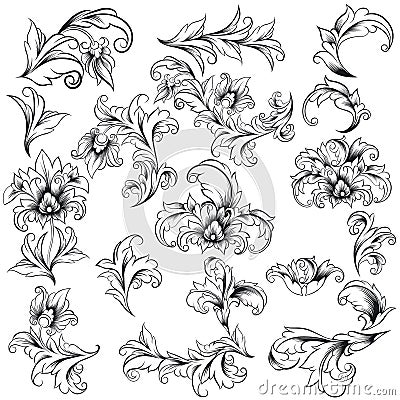 Decorative Floral Design Elements Royalty Free Stock Image - Image: 8277006