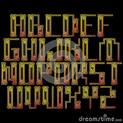 Decorative Font.Vector Art Alphabet On Grey Background. | CartoonDealer ...