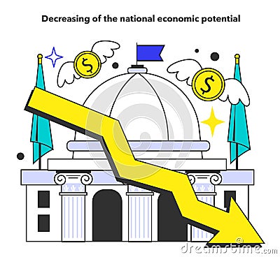 Decreasing Of The National Economic Potential As Unemployment Cartoon ...