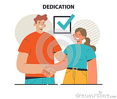 Dedication Concept. Characters Corporate Loyalty And Personal Vector ...
