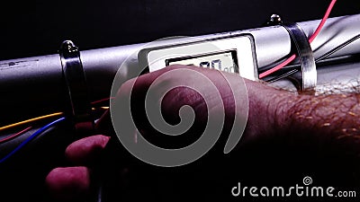 Pipe Bomb with an Clock Timer To Trigger Detonation on Black Background ...