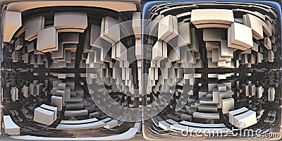 360 Degree Alien Labyrinth, Abstract Maze Background, Equirectangular ...