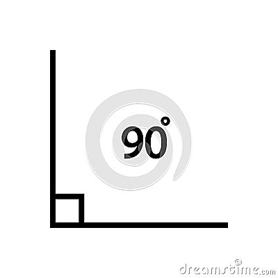 90 Degree Angle. Icon Of 90 Degree. Acute Angle. Symbol For Measure And ...
