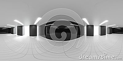 360 Degree Full Panorama Environment Map Of Empty Black And White ...