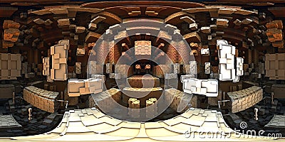 360 Degree Labyrinth, Abstract Maze Background, Equirectangular ...