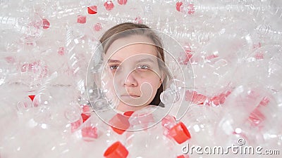 Dehydrated Sick Woman is Lying in a Pile of Plastic Bottles ...