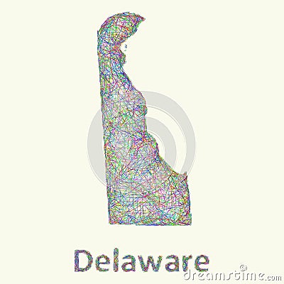 Delaware Line Art Map Cartoon Vector | CartoonDealer.com #113816365