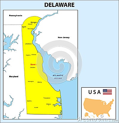 Delaware Map. State And District Map Of Delaware. Administrative And ...