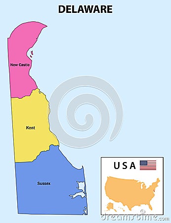 Delaware Map. State And District Map Of Delaware. Administrative And ...