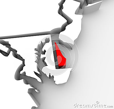 Delaware Red Abstract 3D State Map United States America Royalty-Free ...