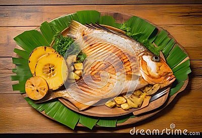 Delicious Typical Amazonia Food, Fish Cooked In A Leaf Royalty-Free ...