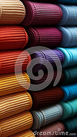 A Delightful Array Of Multicolored Fabrics Presented On Matting Texture ...