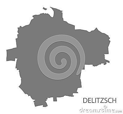 Delitzsch German City Map Grey Illustration Silhouette Shape ...