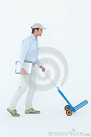 Delivery Man Pushing Empty Trolley Stock Photography | CartoonDealer ...