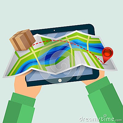 Delivery Route Cartoon Vector | CartoonDealer.com #164218005