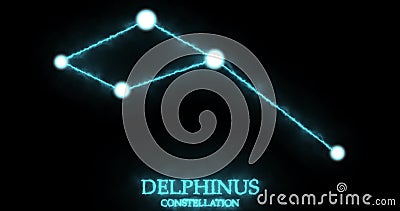 Delphinus Constellation. Light Rays, Laser Light Shining Blue Color ...