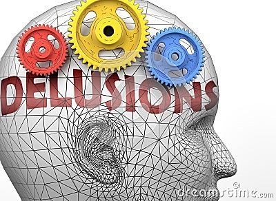 Delusions And Human Mind - Pictured As Word Delusions Inside A Head To ...