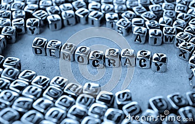 Democracy - Word From Metal Blocks On Paper Stock Photography ...