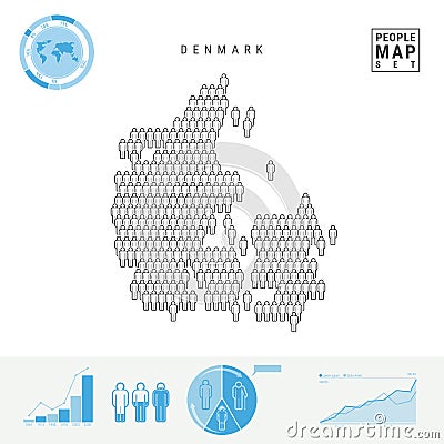 Denmark People Icon Map. Stylized Vector Silhouette Of Denmark ...