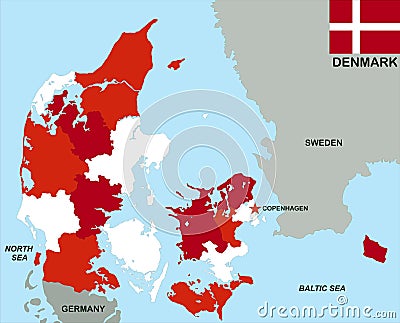 Denmark Political Map stock vector. Illustration of north - 103991564