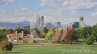 Denver Colorado Skyline in Fall Wide Zoom Out Timelapse Stock Video ...