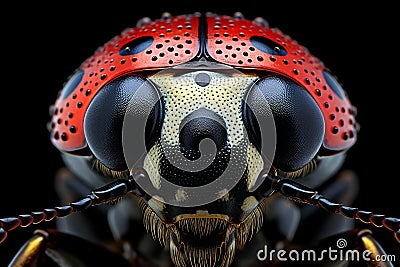 Depict The Striking Features Of A Ladybug's Face Under The Microscope ...