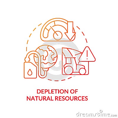Depletion Of Natural Resources Red Gradient Concept Icon Vector ...