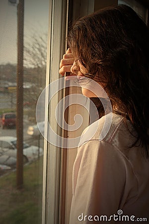 Depressed Looking Out Window Royalty Free Stock Photos - Image: 8675678