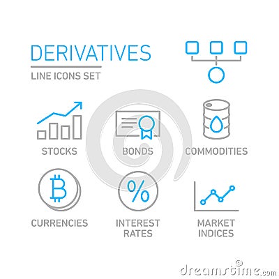 Derivatives Vector Infographic Icon Set. Trendy Modern Flat Linear ...