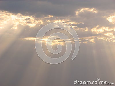 Descent Of Divine Blessings From Sky - Sun Rays Through Clouds Royalty ...