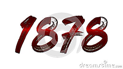 3D Blood Red Number Design Of 1878 On White Background Royalty-Free ...