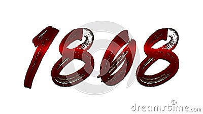 3D Blood Red Number Design Of 1808 On White Background Royalty-Free ...