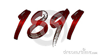 3D Blood Red Number Design Of 1891 On White Background Royalty-Free ...