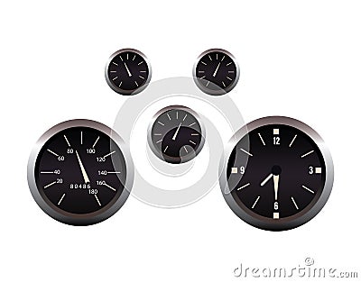 Car Dashboard, Speedometer, Odometer, Analog Clock Vector Illustration ...