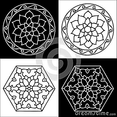 Set of Geometryc and Floral Linear Monogram Design. Line Art Elements ...