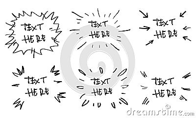 Design Elements For Doodle Emphasis Text In Comic Style Vector ...