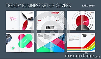 Design Set Of Abstract Double-page Brochure With Colourful Circles ...