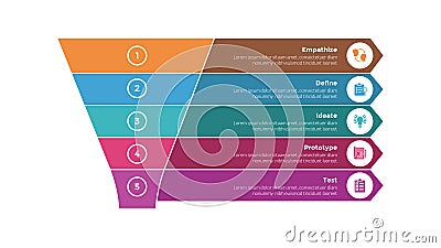 Design Thinking Process Infographics Template Diagram With With Funnel ...