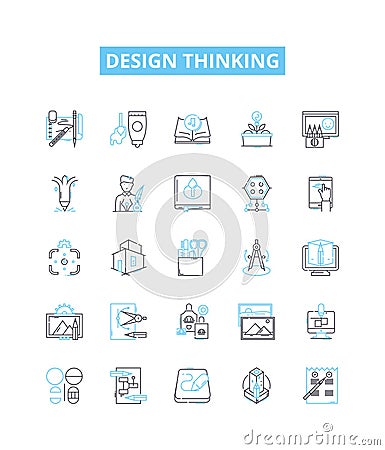 Design Thinking Vector Line Icons Set. Design, Thinking, Ideation ...