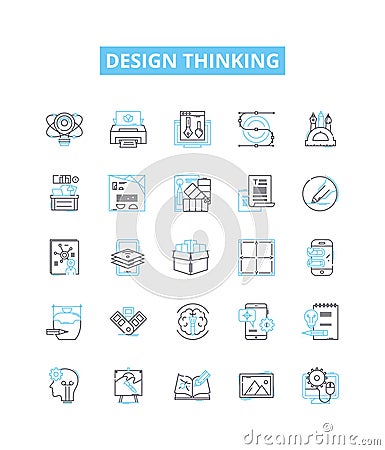 Design Thinking Vector Line Icons Set. Design, Thinking, Ideation ...