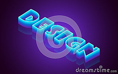Design Word In Neon Glow And Reflection On Purple Background Cartoon ...