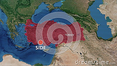 Geolocation of the City of Side on the Map Stock Video - Video of ...