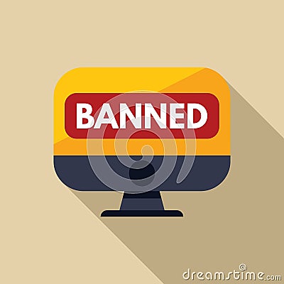 Desktop Computer Displaying Banned Message On Screen Vector ...
