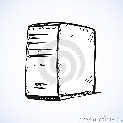 Desktop Cpu. Vector Drawing Stock Vector - Illustration of metallic ...