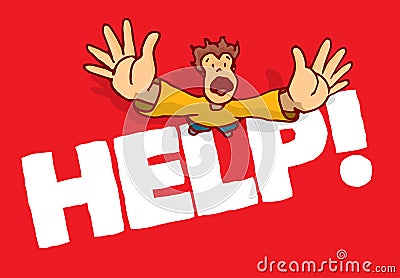 Desperate Man Crying For Help Stock Vector - Image: 62250806