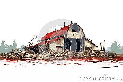 Destroyed Barn Demolished Building Vector Flat Isolated Illustration ...