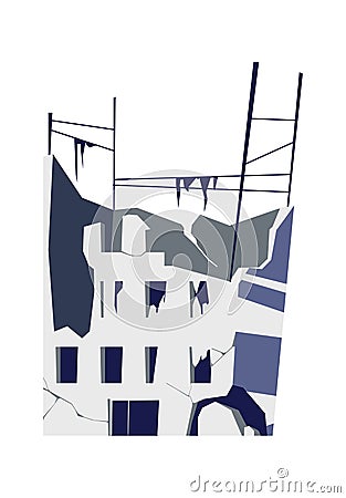 Destroyed Building, Damaged Structure Cartoon Royalty-Free Illustration ...
