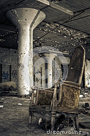 Destroyed Chair In Abandoned Factory Stock Photography | CartoonDealer ...