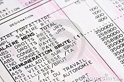 Detail Of A French Payslip Stock Photo | CartoonDealer.com #47731038