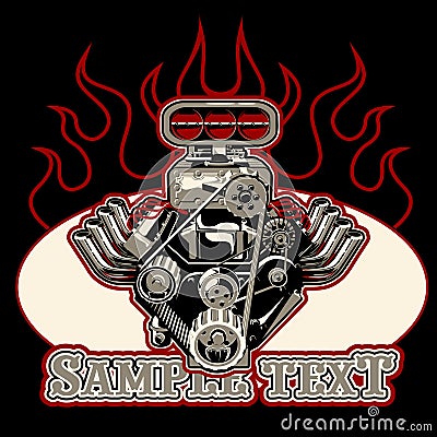 Vector Cartoon Turbo Engine Isolated In Black Background ...